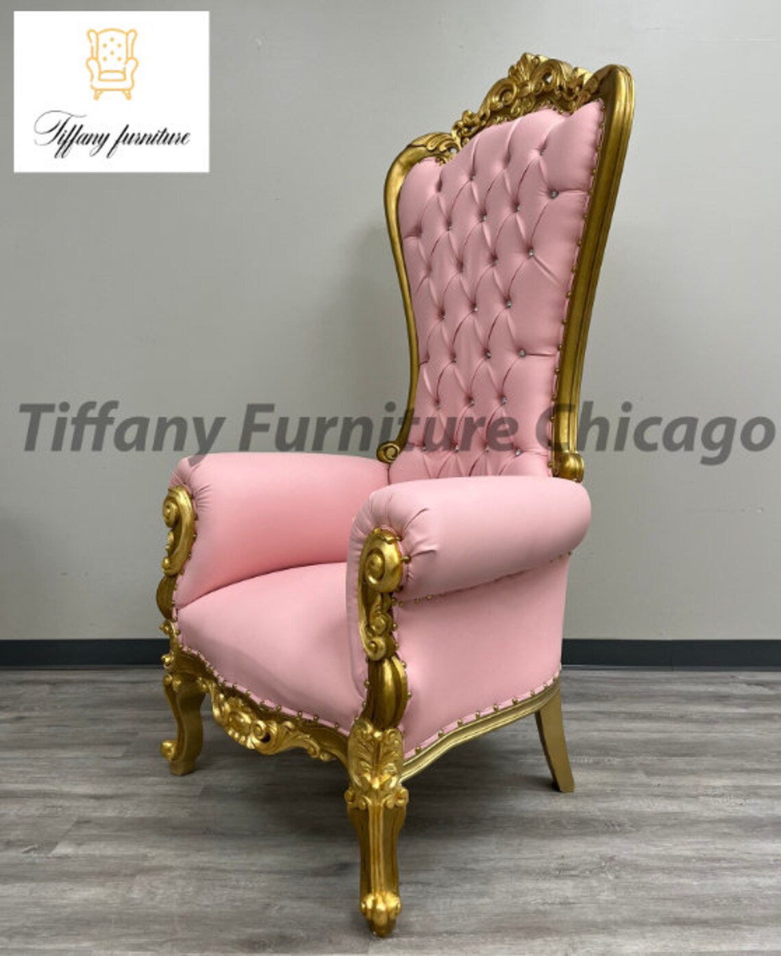 Rose Throne Chair Arm Throne Chair High Back Chair Crystal Tufted Vinyl ...