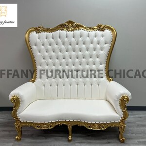 Wooden Arm Sofa Double Throne Chair Two-seater Sofa High Back Sofa ...