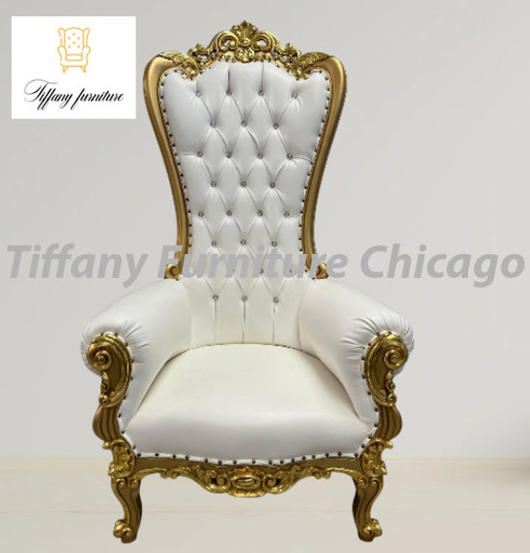 White Throne Chair Arm Throne Chair High Back Chair Crystal Tufted ...