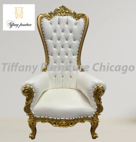 White Throne Chair Arm Throne Chair High Back Chair Crystal Tufted ...