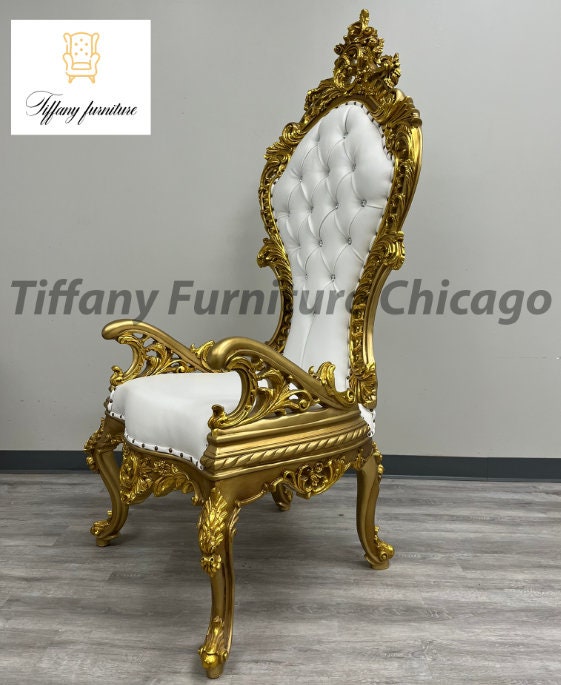 White Royal Throne Chair Arm Throne Chair High Back Chair Crystal ...
