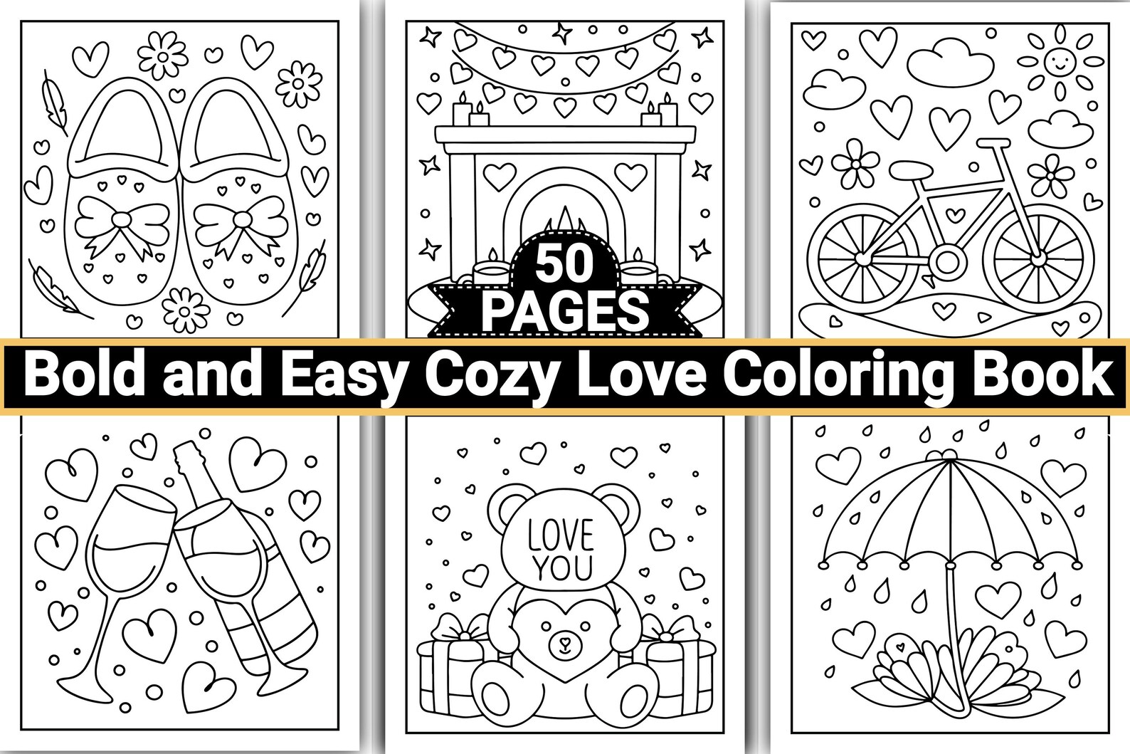 Cozy Love Bold Coloring Pages | Valentine's Coloring Pages | Digital ...