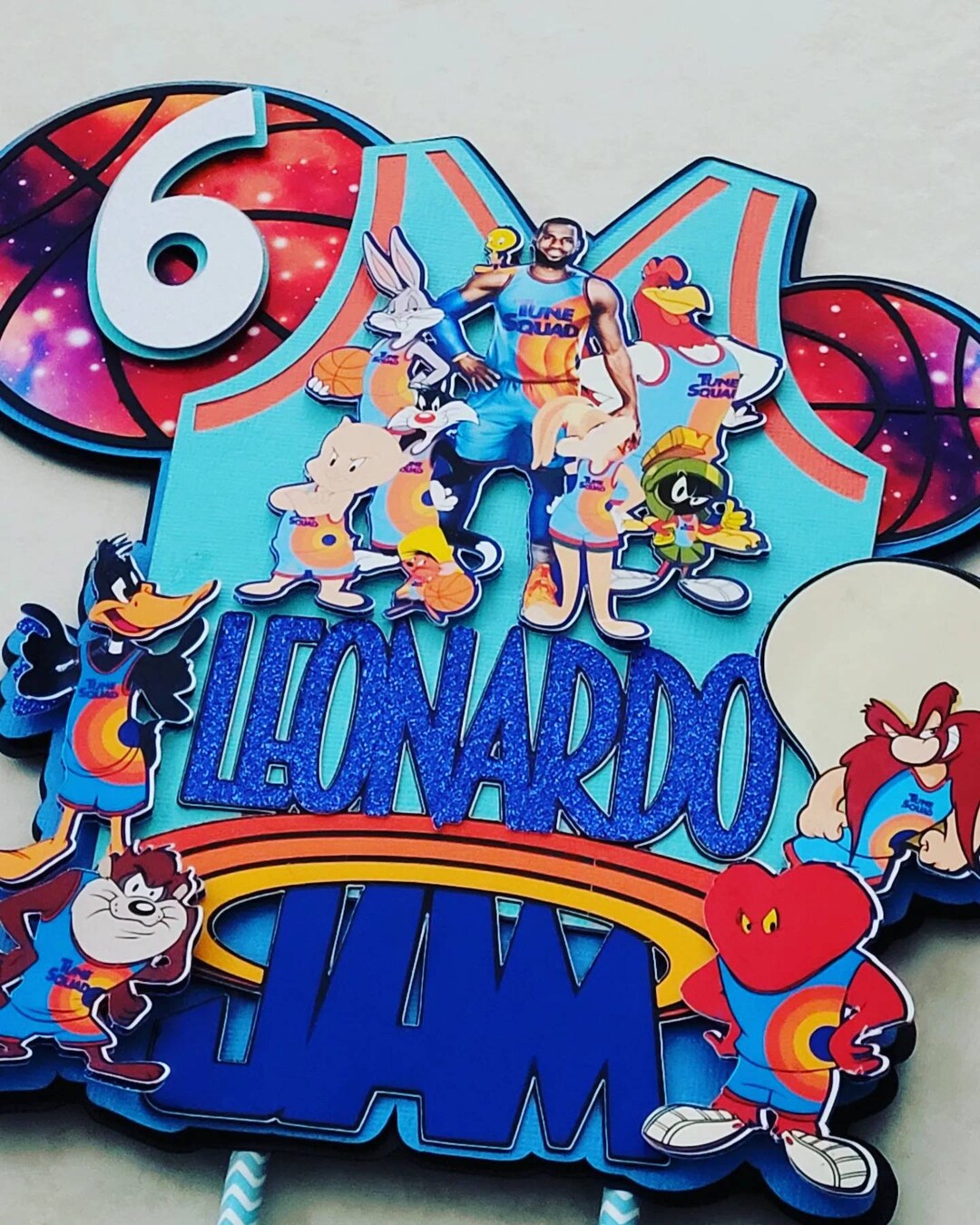 Cake Topper Space Jam, Parties, Cake Center, Personalized, Birthday - Etsy