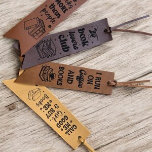 Handmade Leather Bookmark, Custom Engraved Quote Bookmark, Funny or ...