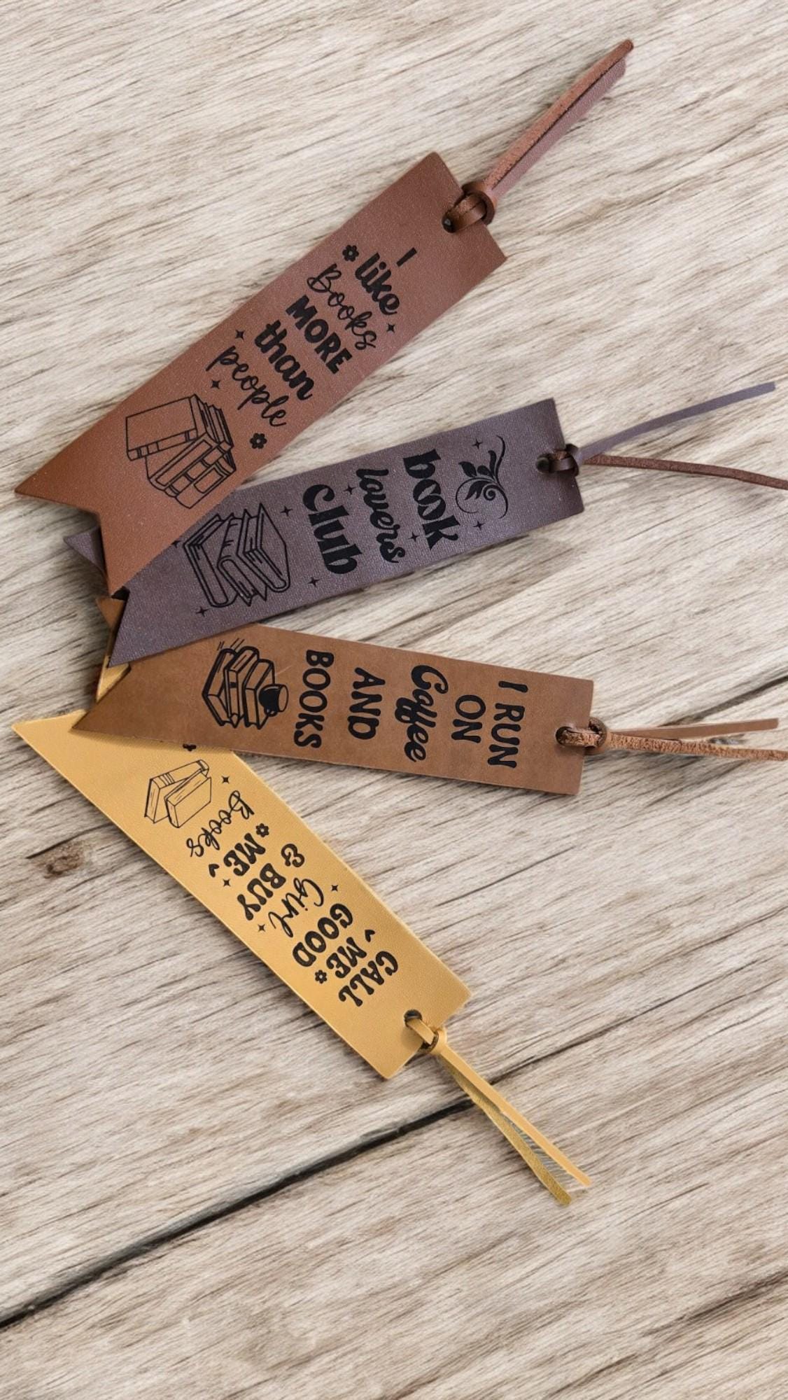 Handmade Leather Bookmark, Custom Engraved Quote Bookmark, Funny or ...