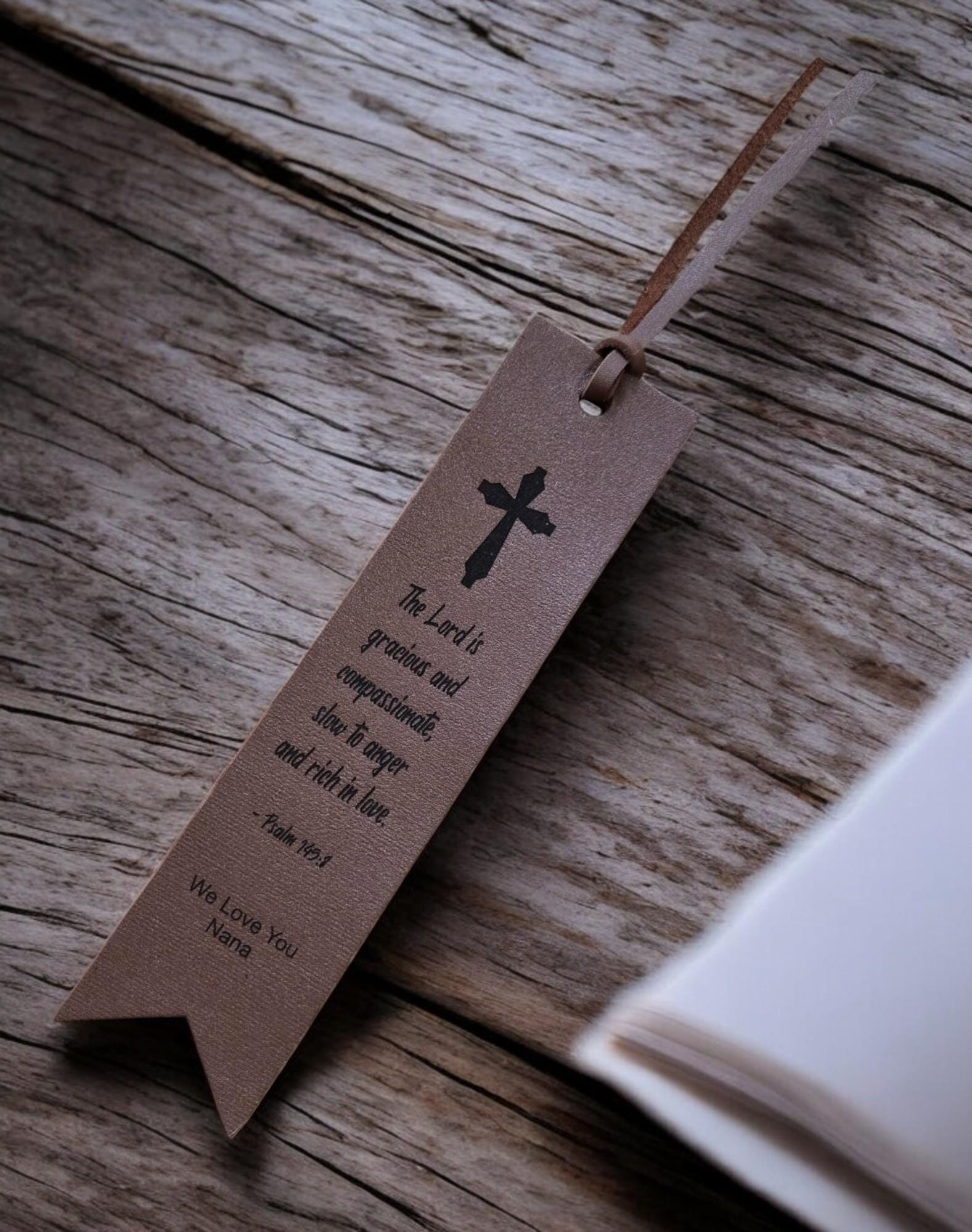 Personalized Scripture Bookmark, Custom Engraved Leather Bible Bookmark ...