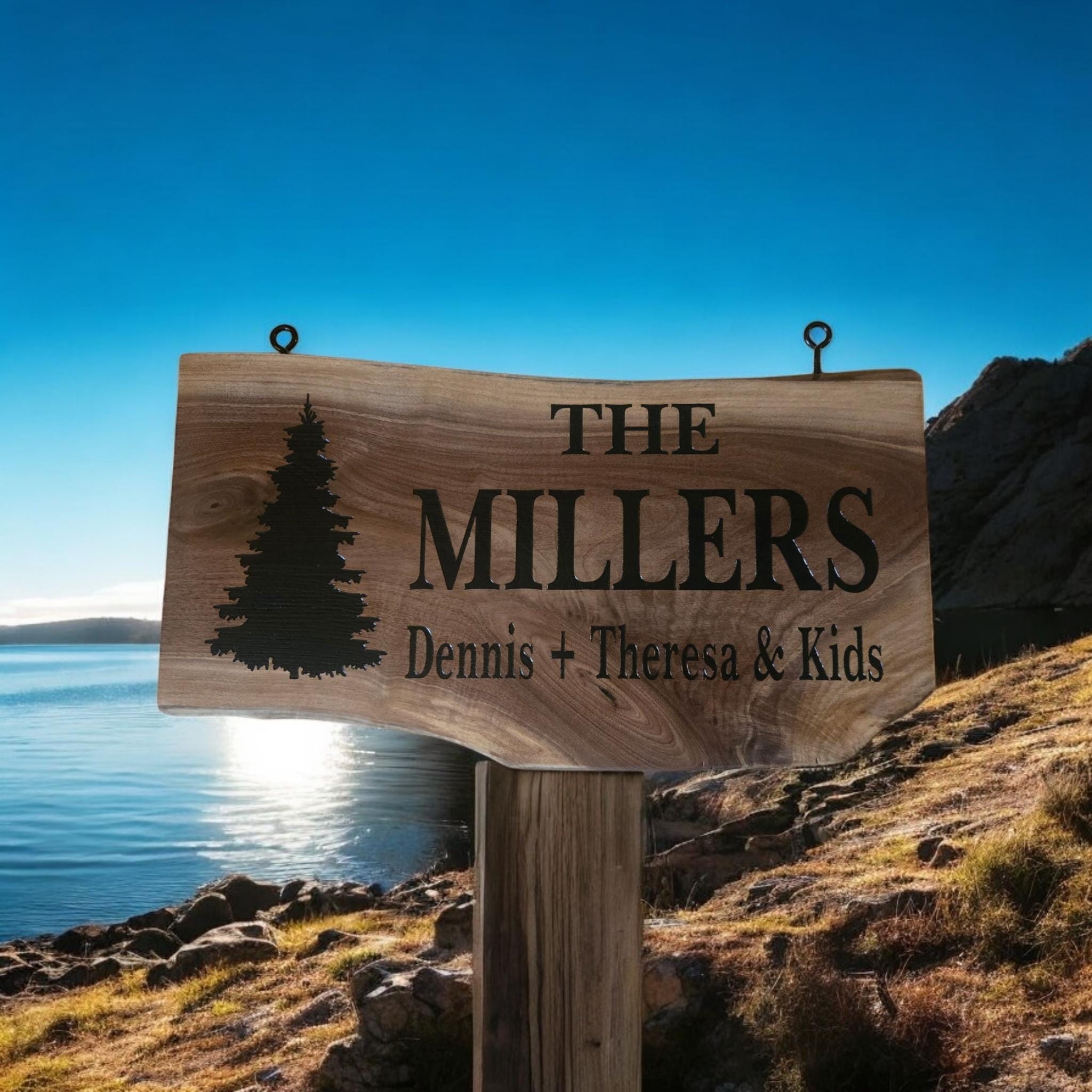 Personalized Live Edge Walnut Sign, Custom Engraved Family Name - Etsy
