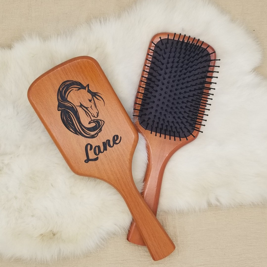 Personalized Wooden Hair Brush, Custom Engraved, Gift for Girls, Kid ...