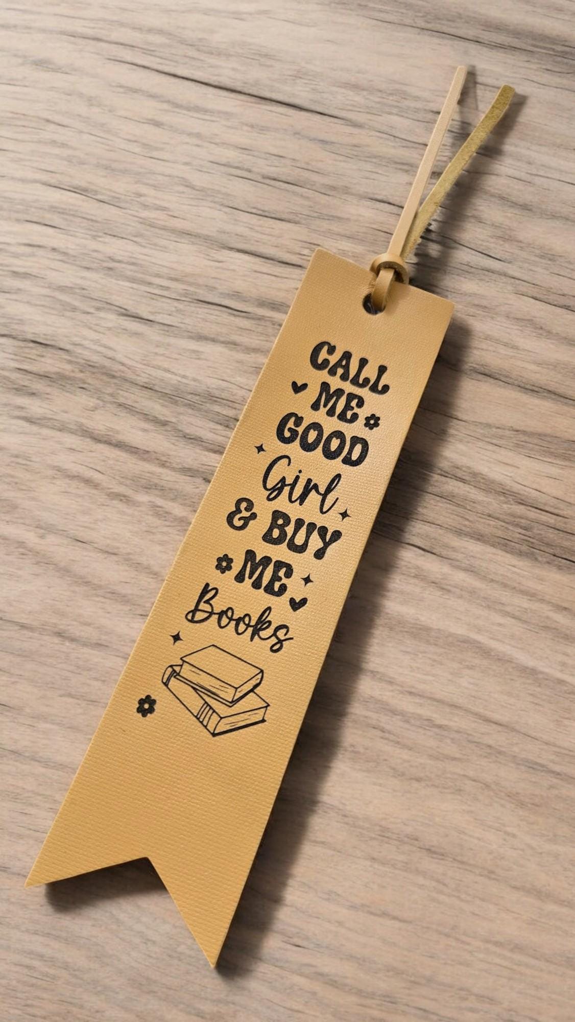 Handmade Leather Bookmark, Custom Engraved Quote Bookmark, Funny or ...