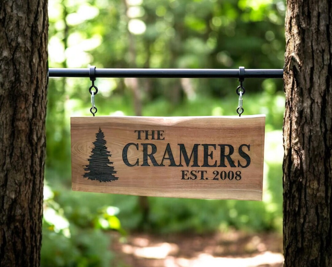 Personalized Live Edge Walnut Sign, Custom Engraved Family Name - Etsy