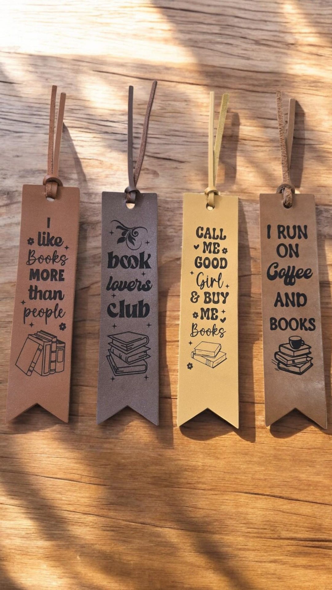 Handmade Leather Bookmark, Custom Engraved Quote Bookmark, Funny or ...