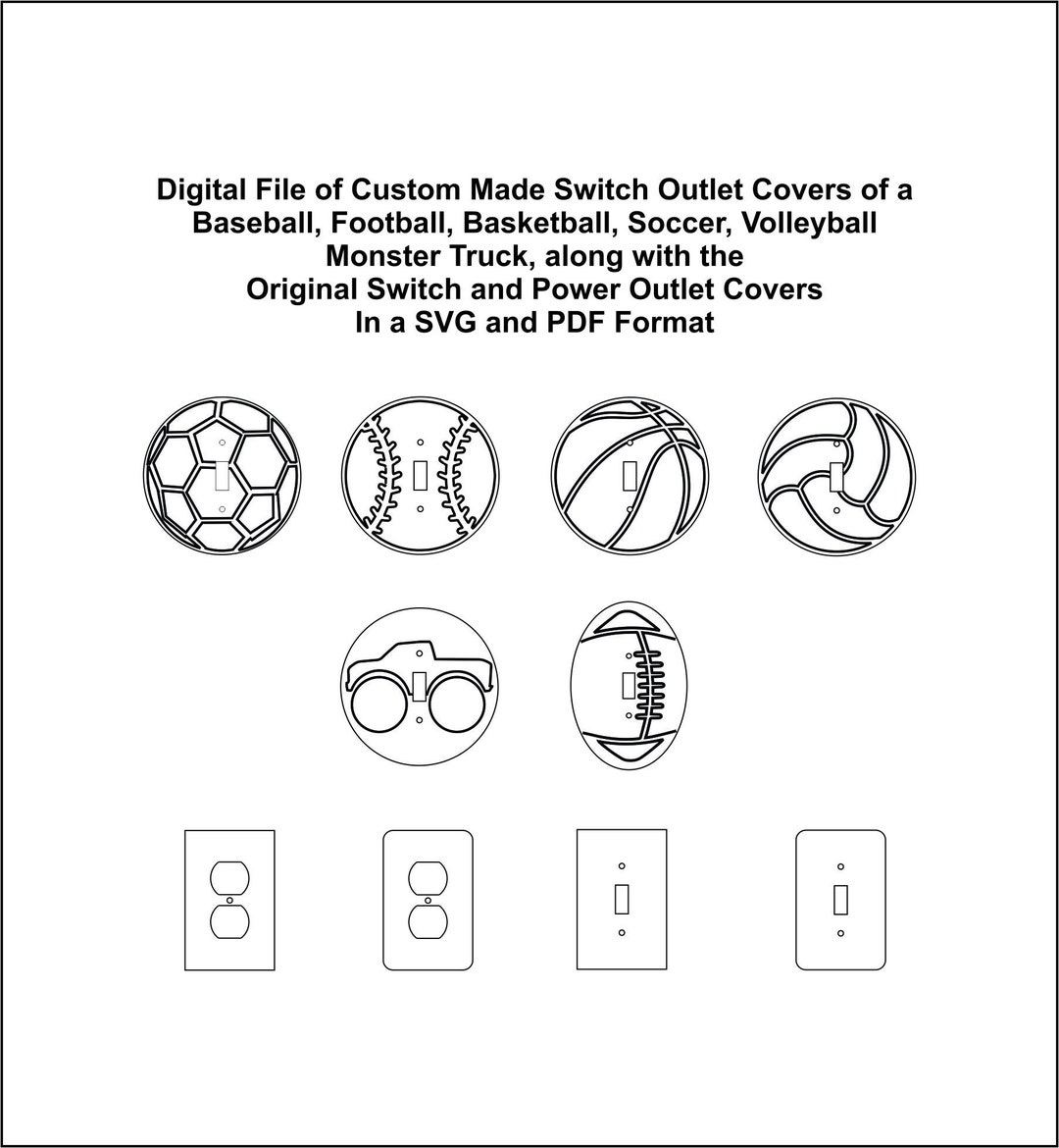 Sports Ball Light Switch and Outlet Cover Plate Set - Wall Plates ...