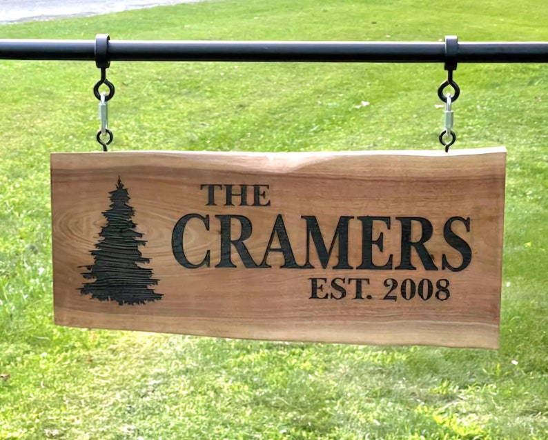 Personalized Live Edge Walnut Sign, Custom Engraved Family Name - Etsy