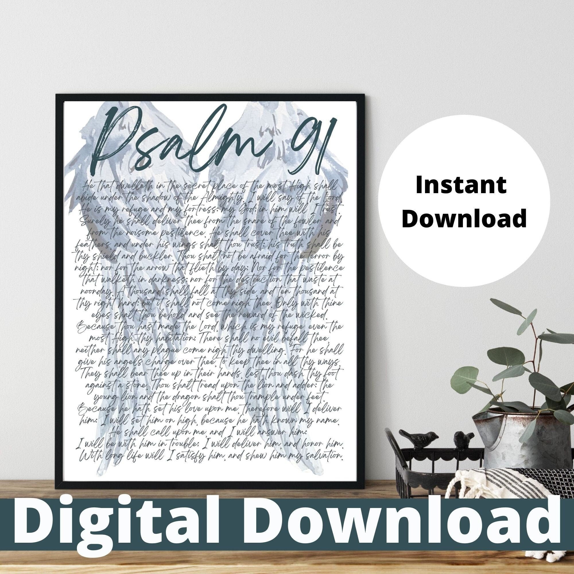 Psalm 91 Art for Wall Christian Psalm 91 Digital Download Art Work. - Etsy