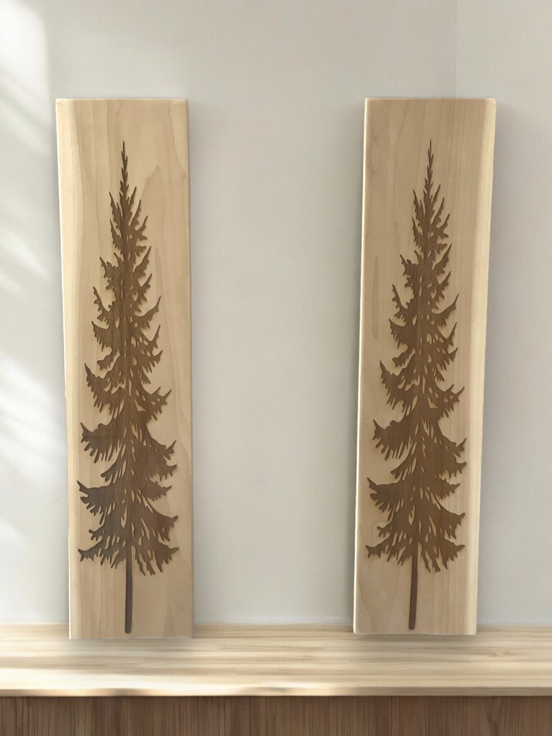 Wood Pine Tree Wall Art Popular Wood Laser Engraved - Etsy