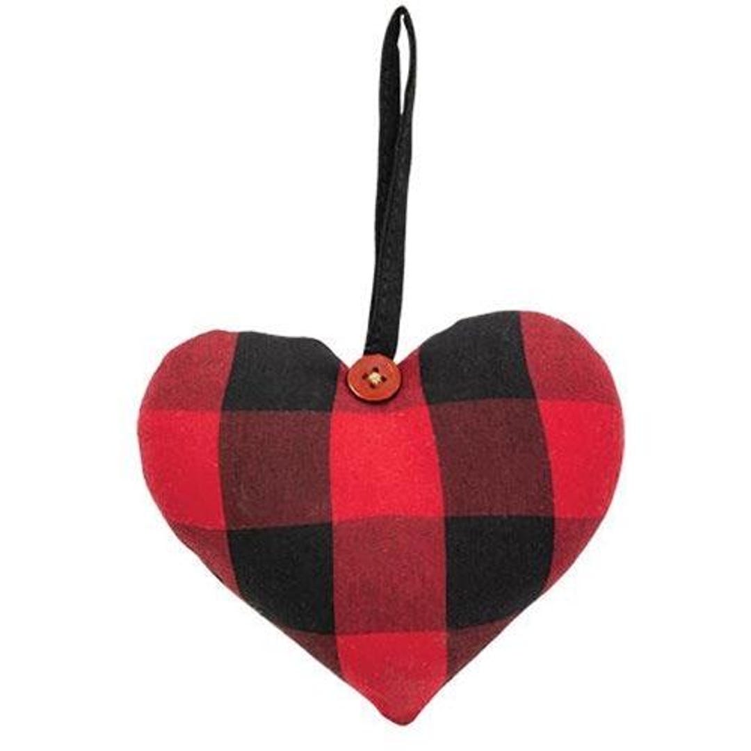 Red & Black Buffalo Check Heart Ornament - Etsy