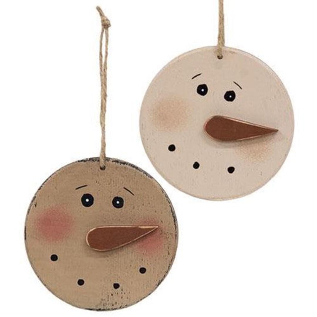 Distressed Wooden Blushing Snowman Ornament (2 Count Assortment) - Etsy