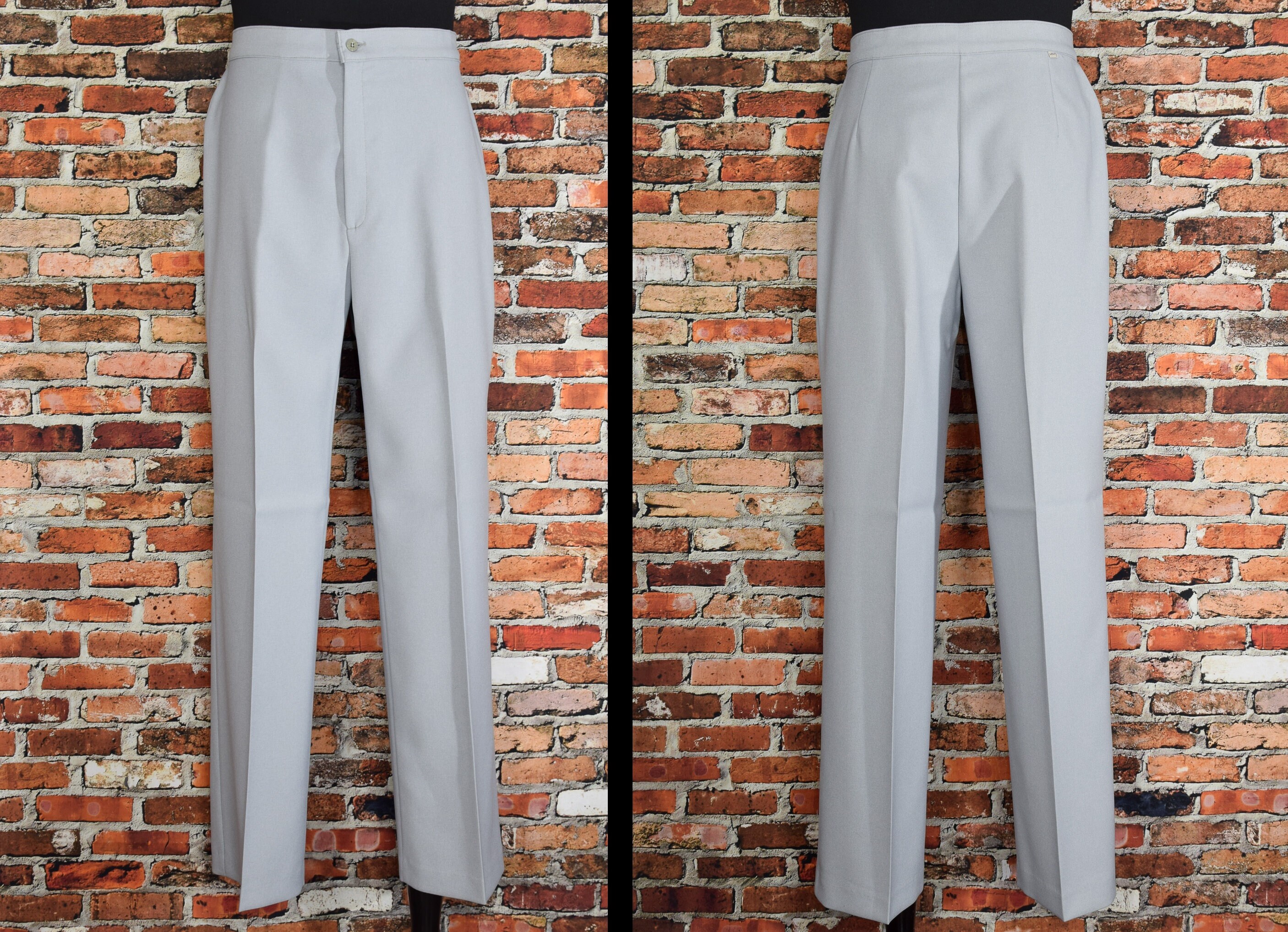 Vintage Women's 70s Levi Strauss & Co Grey High Rise Wide Leg Polyester ...