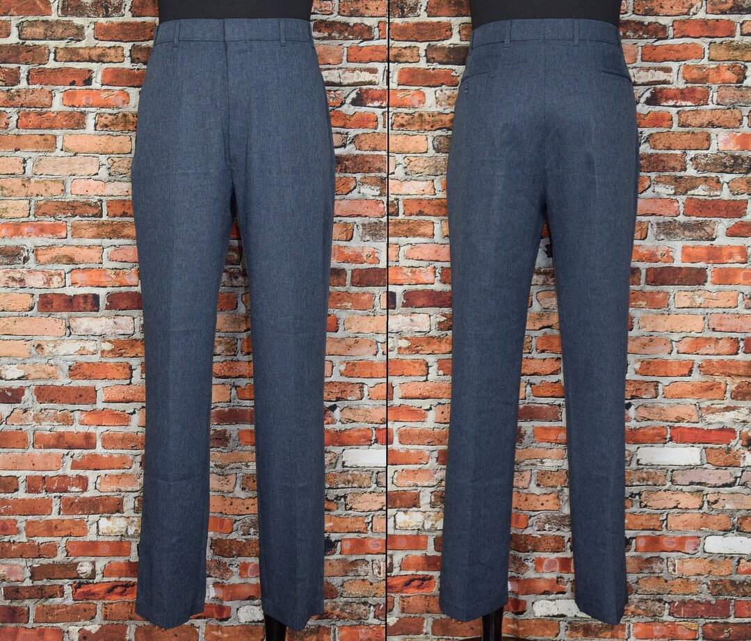 Men's Vintage 70s/80s Bluish-grey LEVI'S Action Slacks Polyester Dress ...