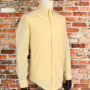 Men's Vintage 80s Manhattan Yellow Long Sleeve Button Down Dress Shirt ...