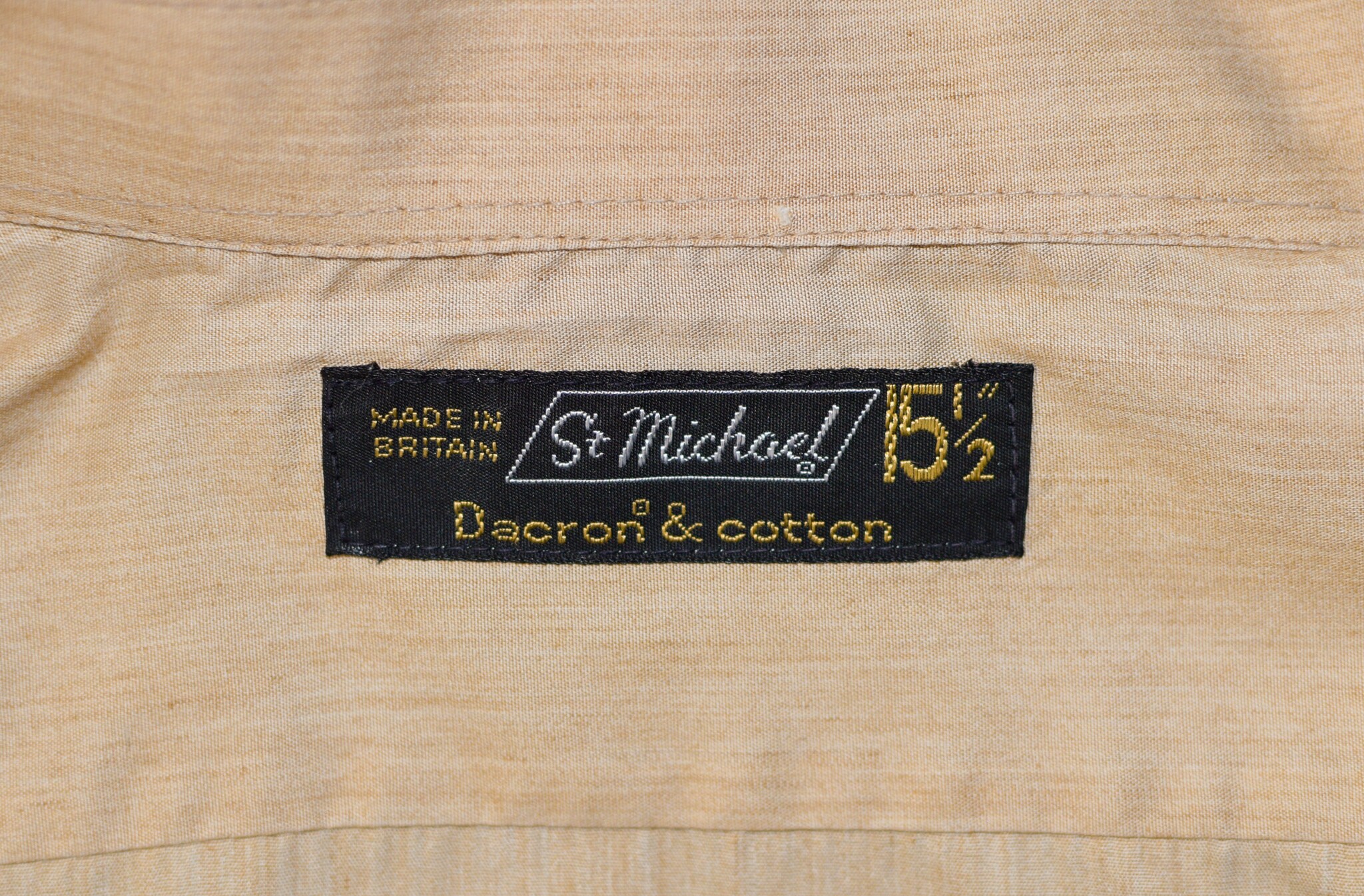 Vintage Men's 70s St. Michael Tan Long Sleeve Hidden Button up Dacron ...