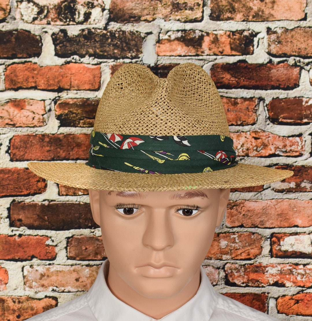 Vintage Men's 50s/60s Handmade SCALA PRO SERIES Straw Fedora W/ Green ...