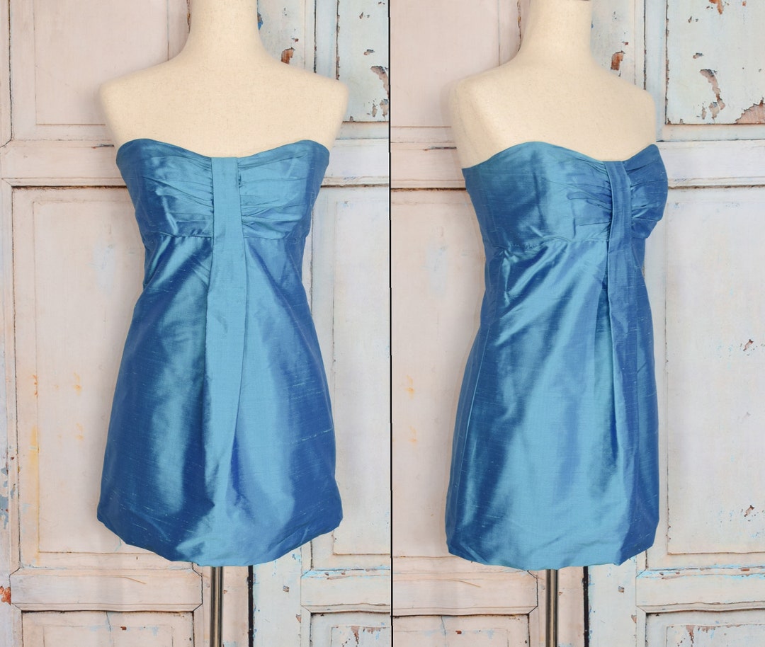 Vintage 90s Blue Silk COREN MOORE Strapless Mini USA Made Dress - Etsy