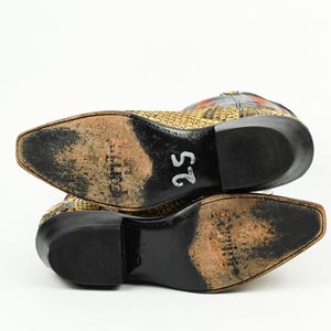 Vintage Black & Yellow FERRINI ITALIA Python Skin Leather Cowboy Boots ...