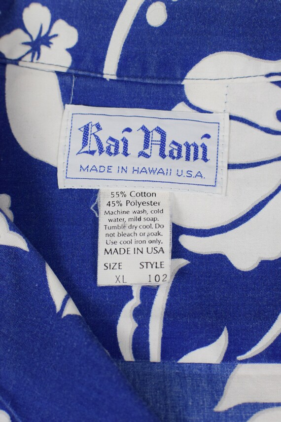 Vintage Men's 70s Kai Nani Blue Hawaiian Floral Made … - Gem