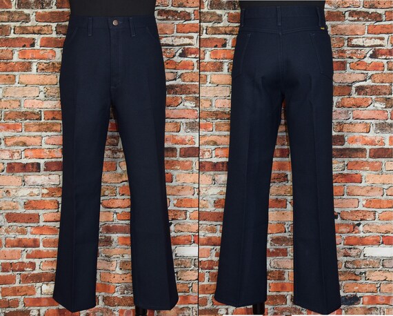 Men's Vintage 70s/80s Dark Blue WRANGLER Polyester Pa… - Gem