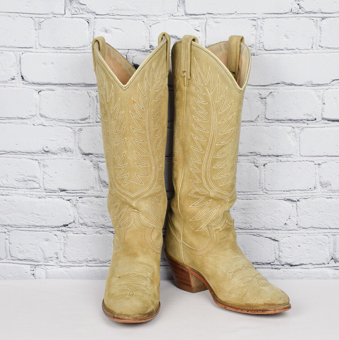 Vintage Women's 50s ACME Tan Suede Leather Western Cowboy Boots 6-1/2 D ...