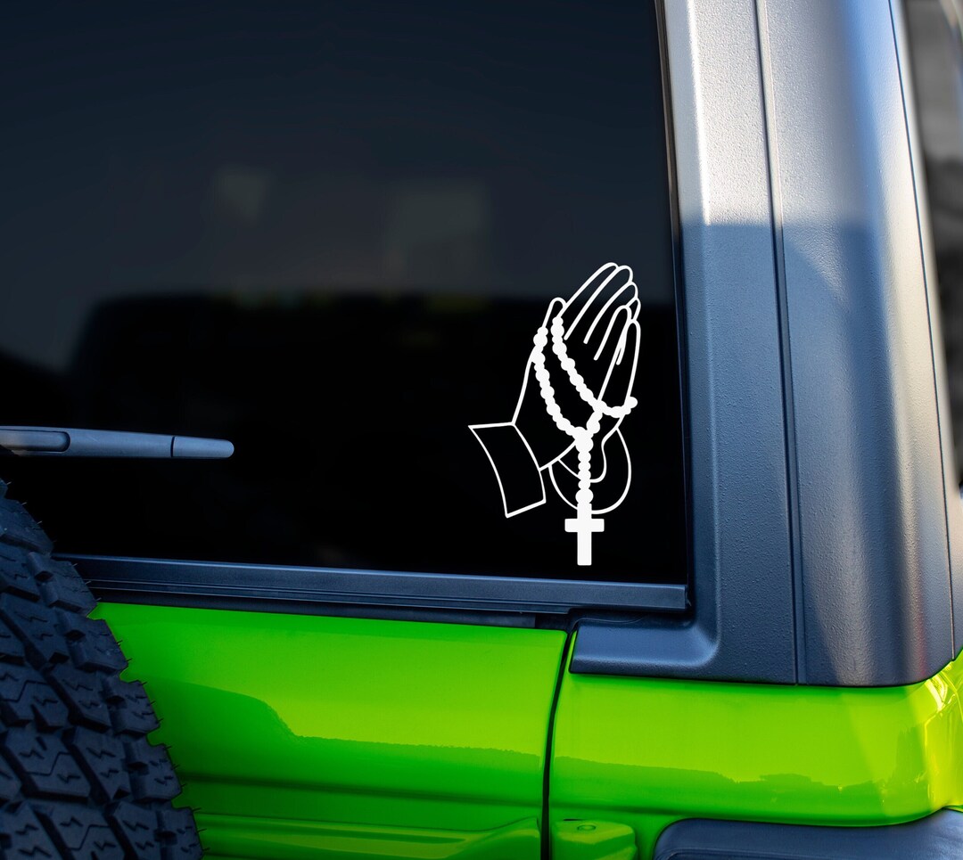 Praying Hands | Rosary Decal | Religious Car Decal | Vinyl Decal ...