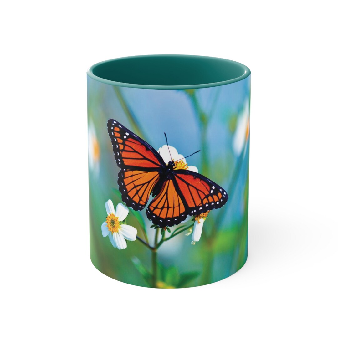 Butterfly Ceramic Mug, Monarch Butterfly Photo, Butterfly Print, Coffee ...