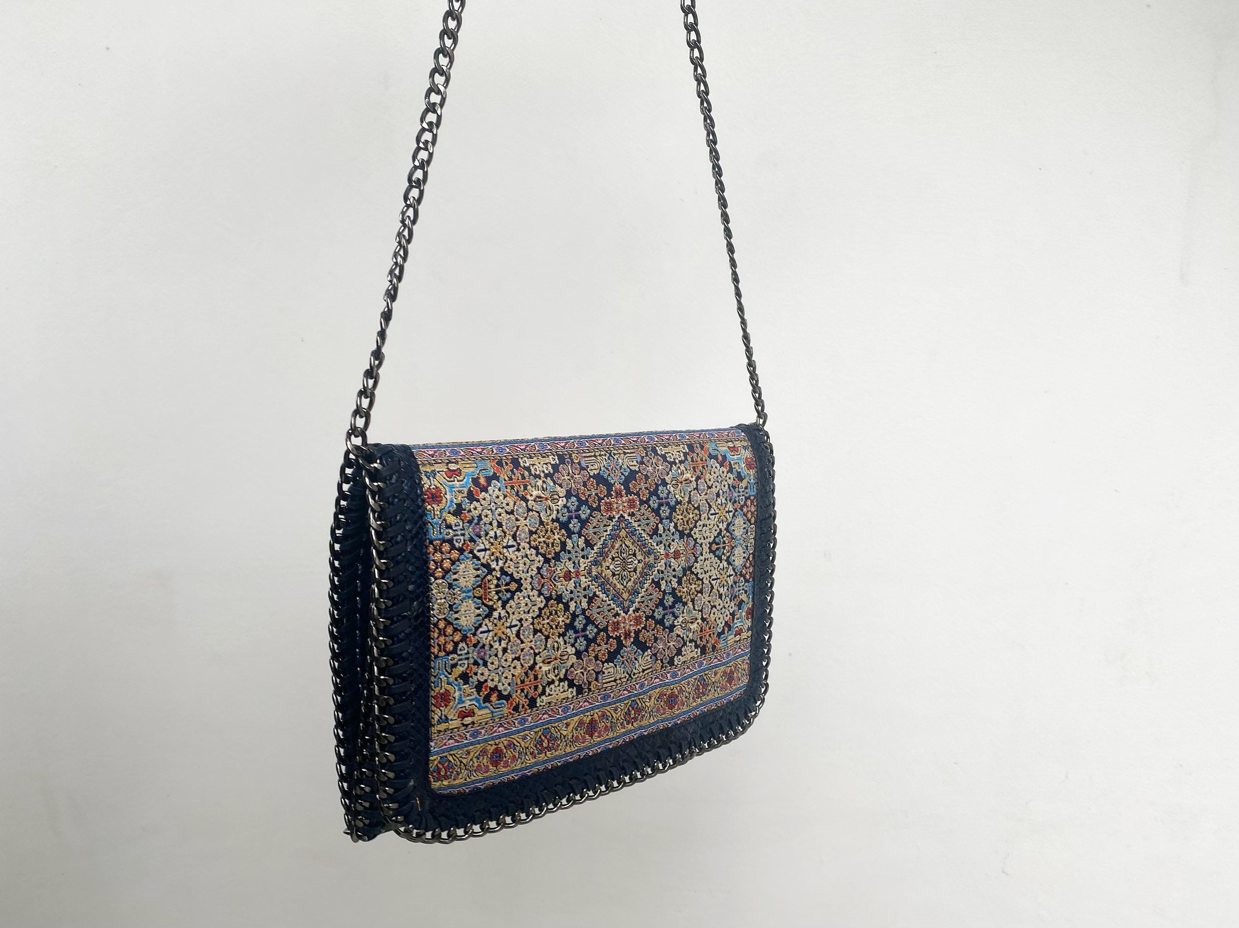 Blue Boho Metalic Fabric Kilim Bag Turkish Kilim Bag - Etsy