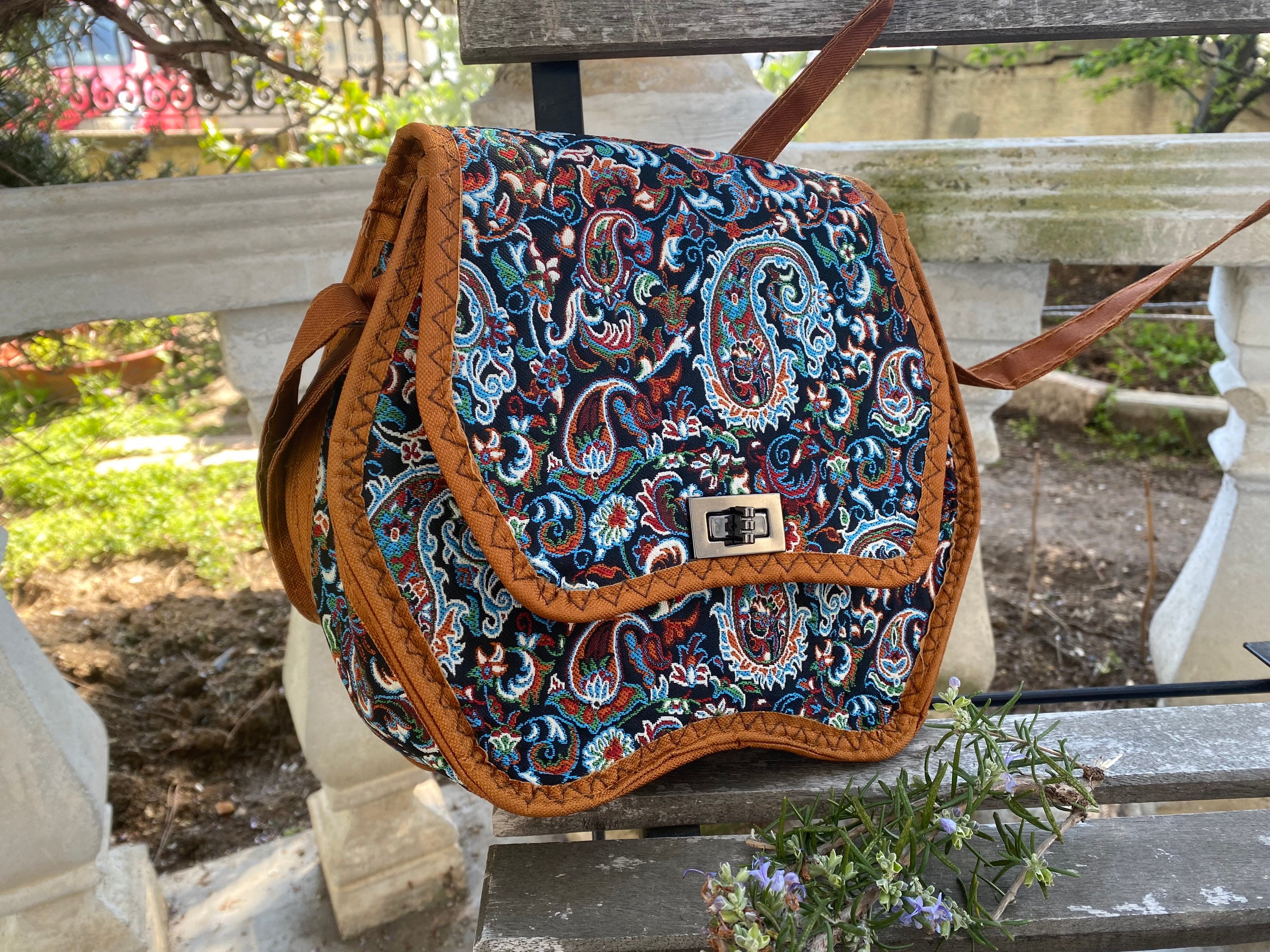 Blue Wool Kilim Bag, Traditional Style Shoulder Bag, Turkish Carpet Bag ...