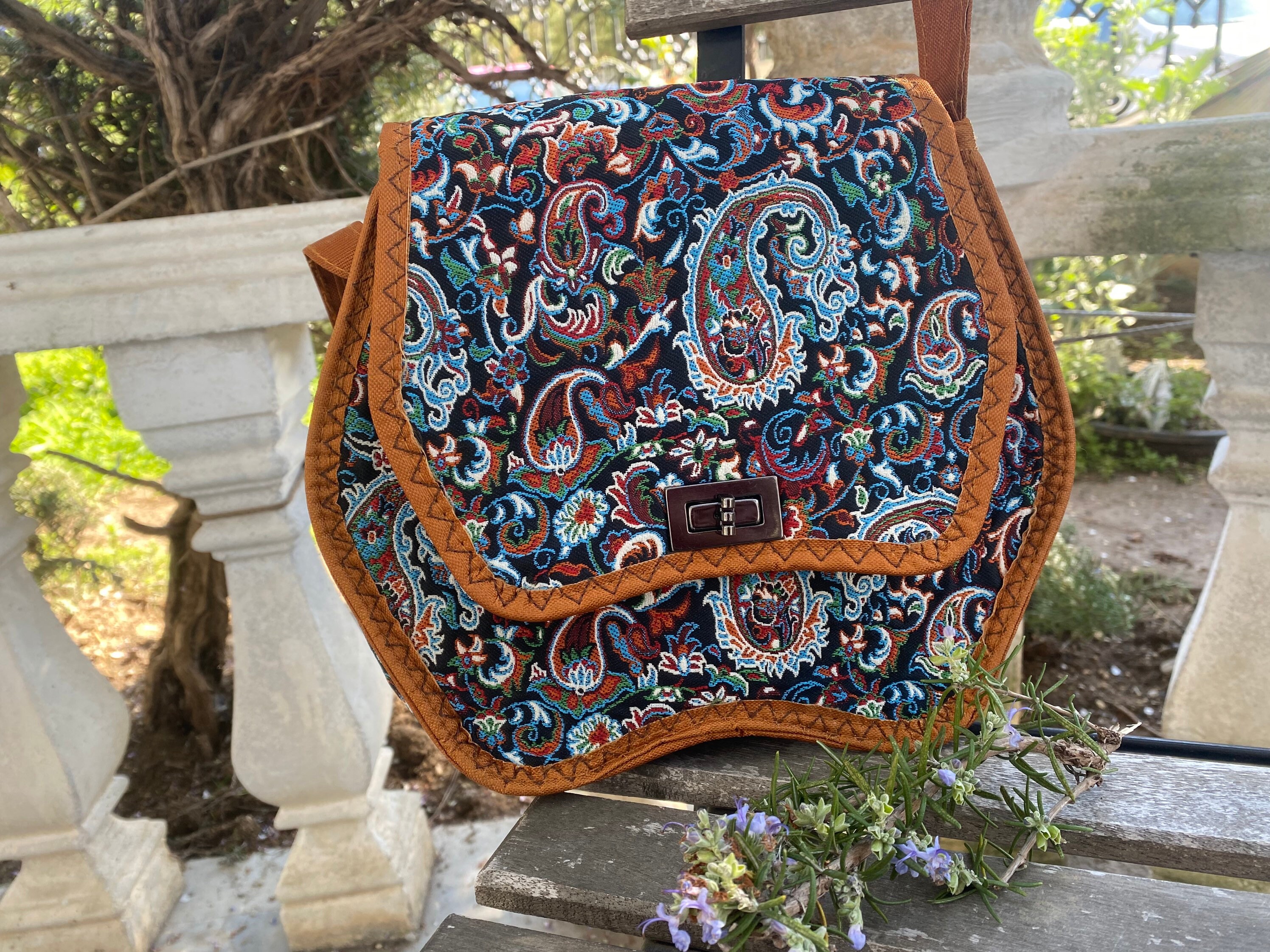 Blue Wool Kilim Bag, Traditional Style Shoulder Bag, Turkish Carpet Bag ...