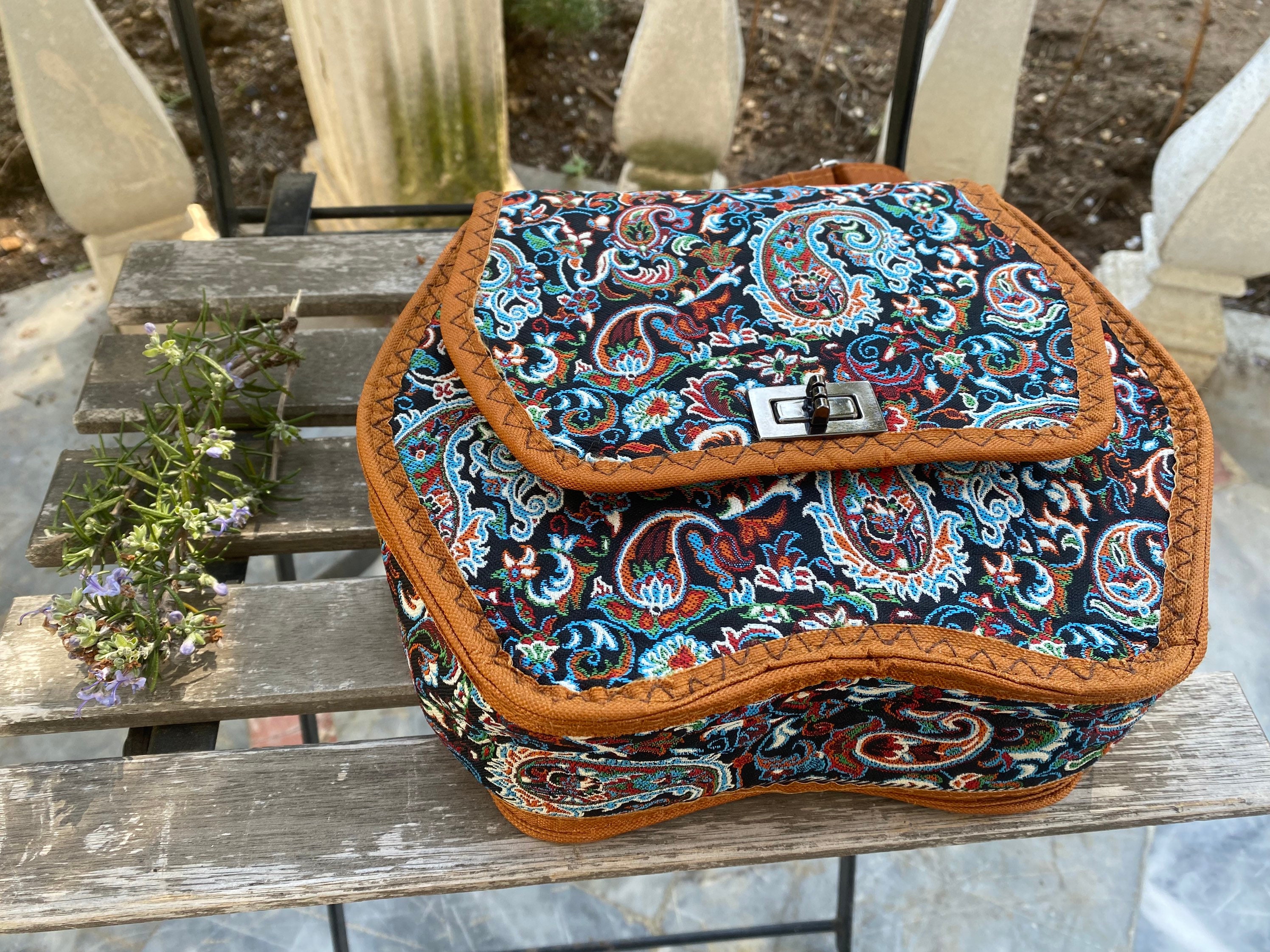 Blue Wool Kilim Bag, Traditional Style Shoulder Bag, Turkish Carpet Bag ...