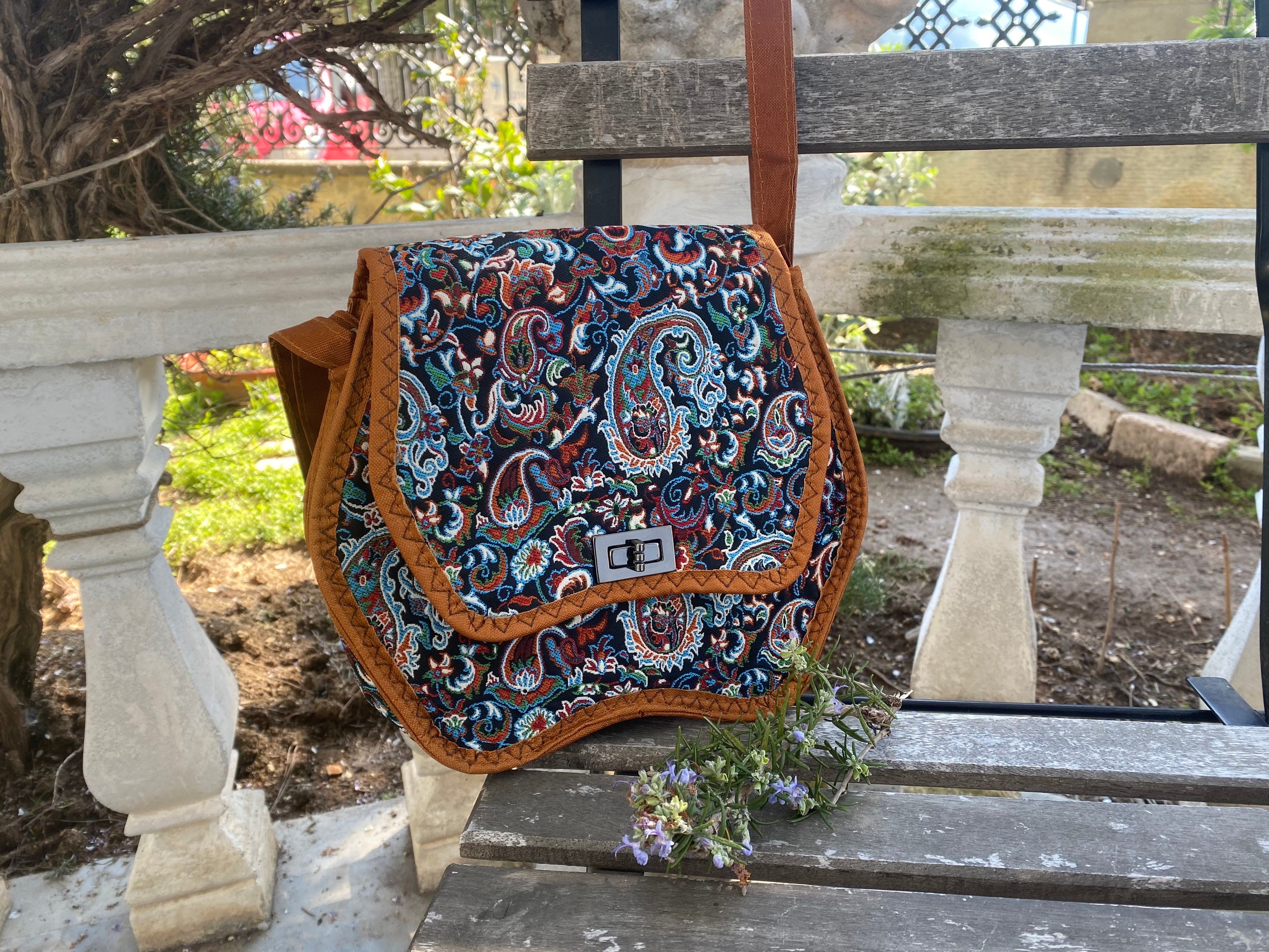 Blue Wool Kilim Bag, Traditional Style Shoulder Bag, Turkish Carpet Bag ...
