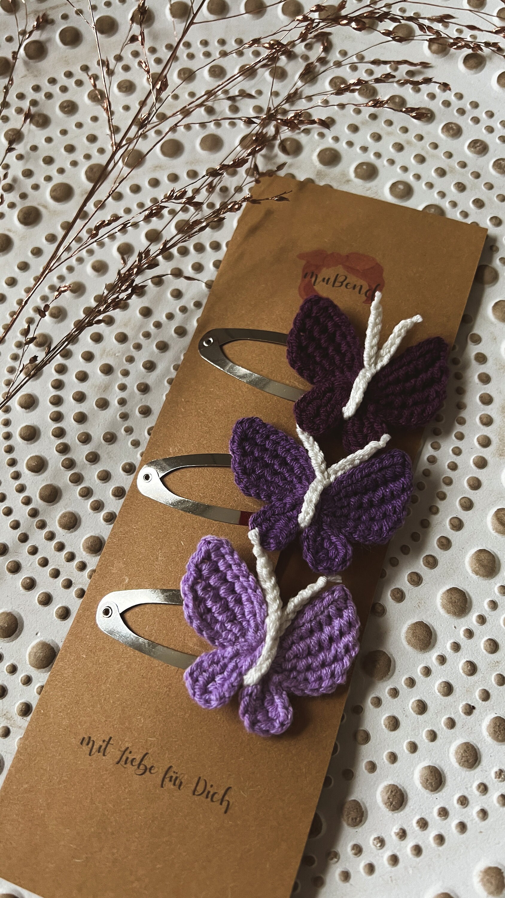 Crocheted Hair Clips in a Set, Hair Accessories, Clip, Butterfly, Set ...