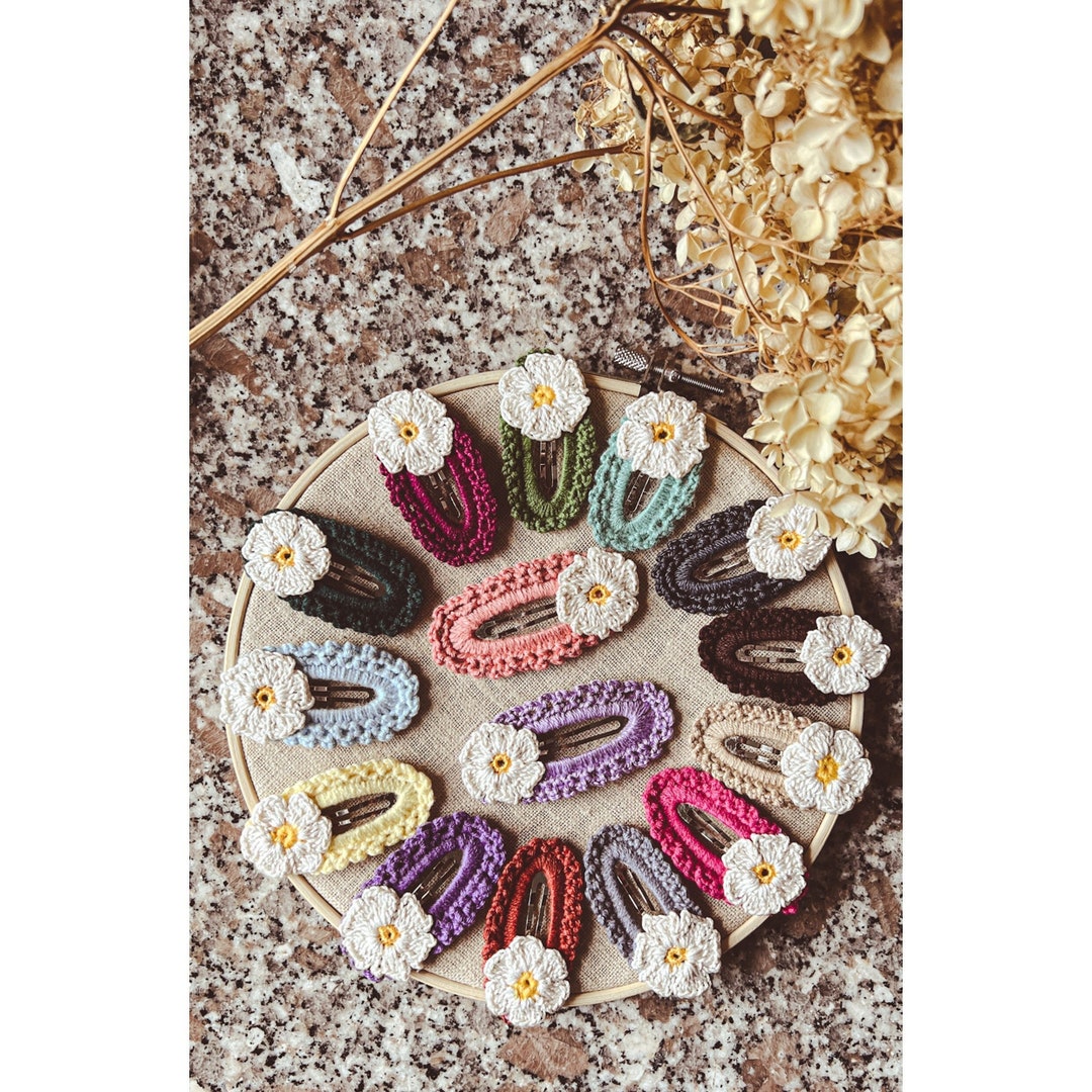 Handmade Crochet Hair Clips With Flowers | Set of 2 Children's Hair ...