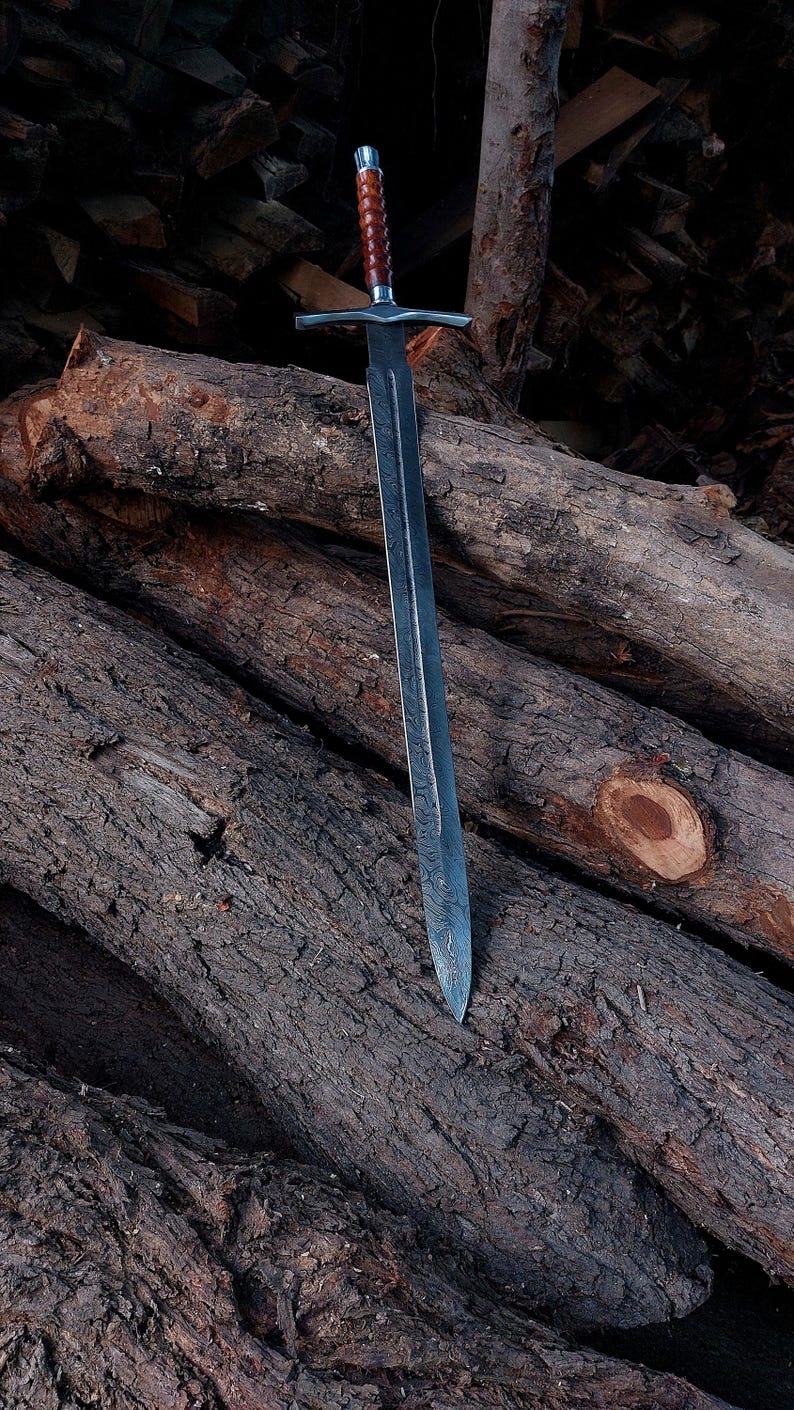 Real Damascus Steel Viking Sword: Full Tang Medieval Replica - Etsy