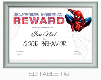 Super Hero Certificate - Etsy