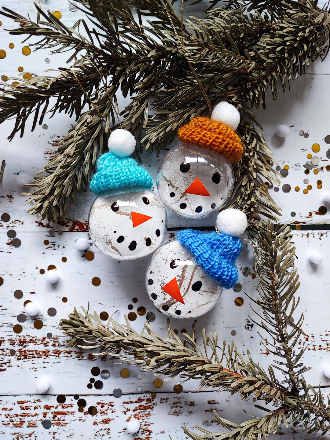 Christmas Tree Balls Snowman Head Handmade Model Large Individually ...