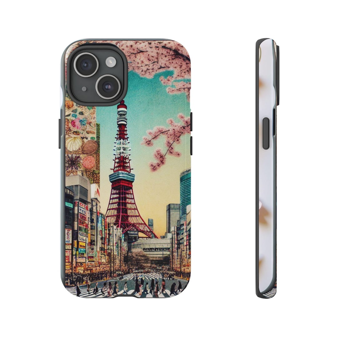 Phone Case Tokyo Japan Theme Tokyo Tower Cherry Blossoms Neon Signs ...