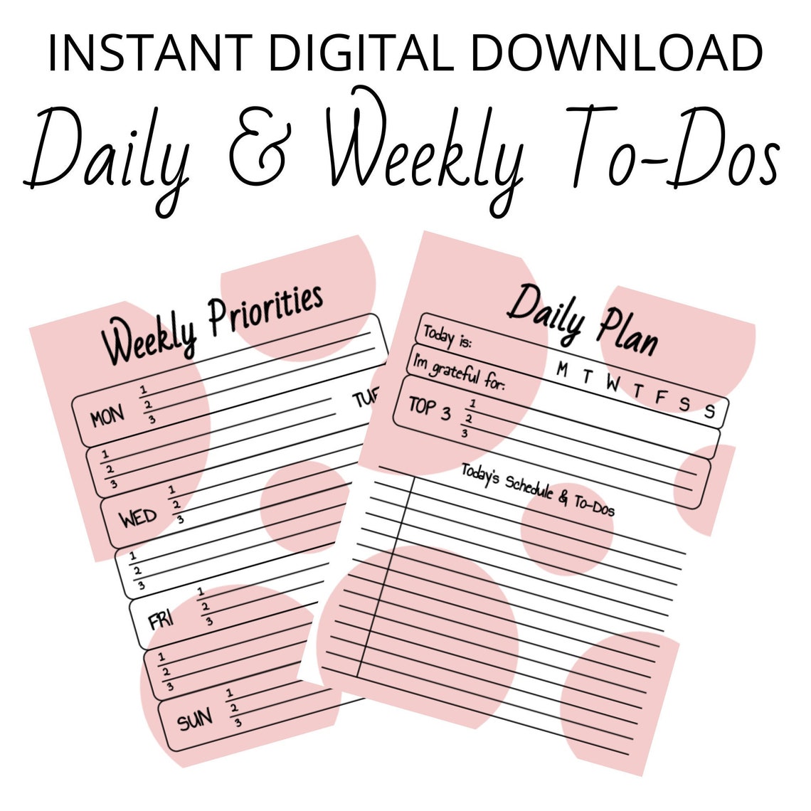 Printable to Do List Planner Pink Dots Instant Download | Etsy