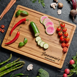 Personalized Bamboo Cutting Board, Engraved Wedding Charcuterie Board ...