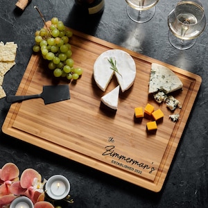 Personalized Bamboo Cutting Board, Engraved Wedding Charcuterie Board ...