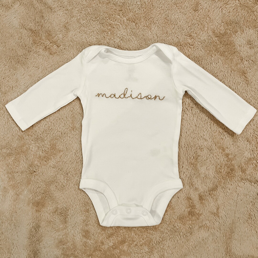 Hand Embroidered Onesie® | Custom Baby Name Onesie® | Personalize ...