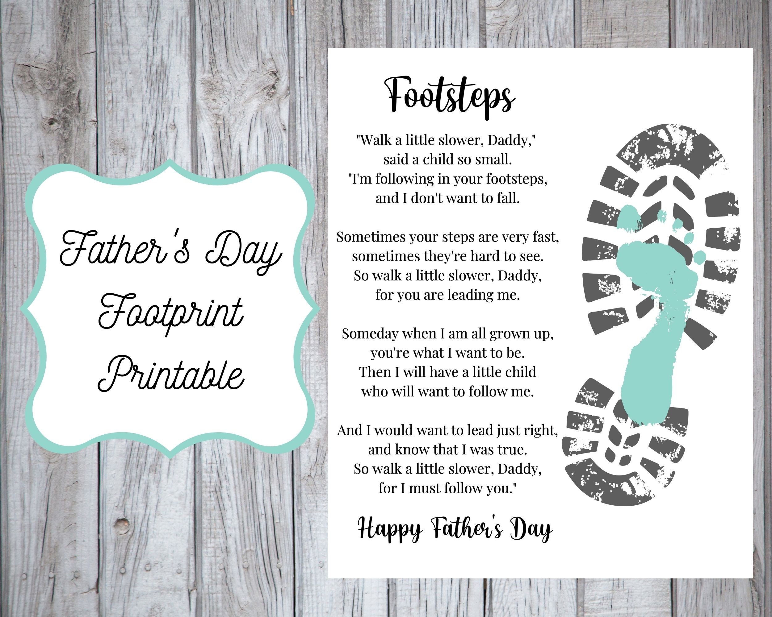 Father's Day Footprint Printable Keepsake Gift Kid and - Etsy