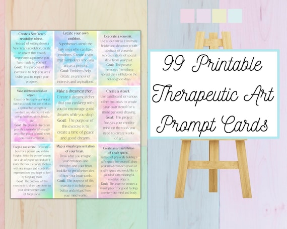 99 Printable Therapeutic Art Prompt Cards Mindfullness Self - Etsy UK